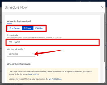 Scheduling interviews using Autopilot